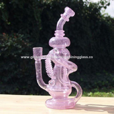 China 2018 glass water pipe in purple with spangle on Global Sources