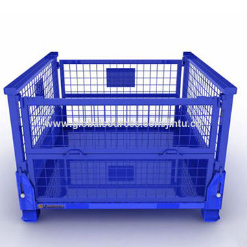 China Stackable Folded Galvanized Steel Welded Wire Mesh Container on ...