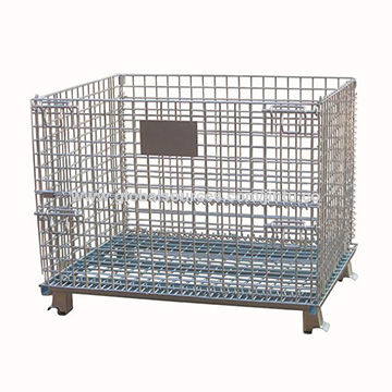 China Stackable Folded Galvanized Steel Welded Wire Mesh Container on ...