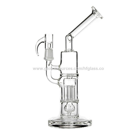 8 Inches Mini Glass Bubbler Smoking Pipe Reinforced 5 Tree Pillar Perc ...