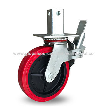 Scaffolding castor, Red PU on black PP core wheel scaffolding caster ...