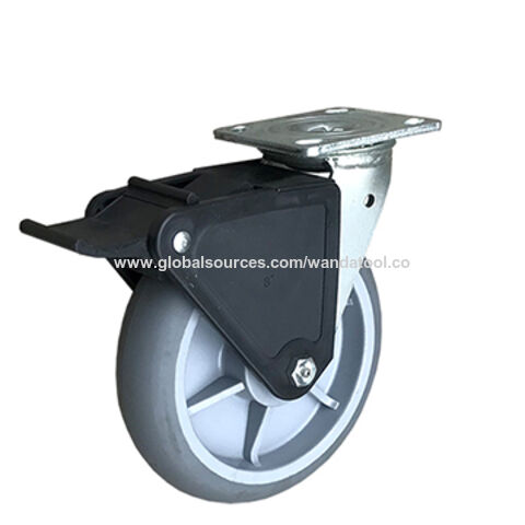 Tech lock brake casters, 8 inch round tread TPR casters, Thermoplastic ...