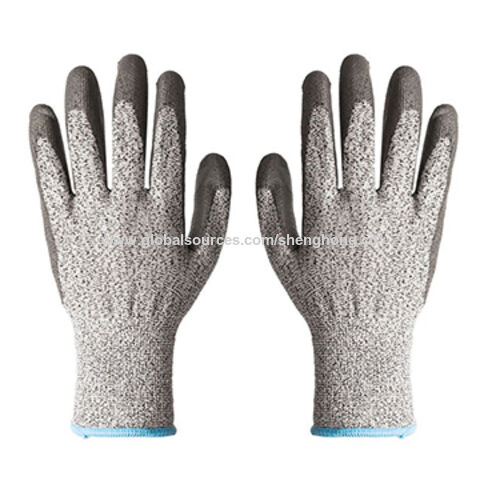 Buy Wholesale China 13g Grey Hppe Liner Cut 5 Pu Coated Industrial Safety Hand Gloves ...
