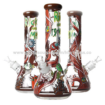 Hand Drawing Rick And Morty Bong 7mm Thick Glass Water Pipe Beaker ...