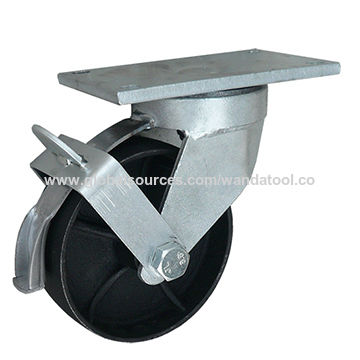 Dust bin casters, Waste bin casters, 6" extra heavy-duty cast iron ...