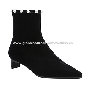 Buy Wholesale China High Quality High Neck Ladies Boots Low Heel Pointy ...