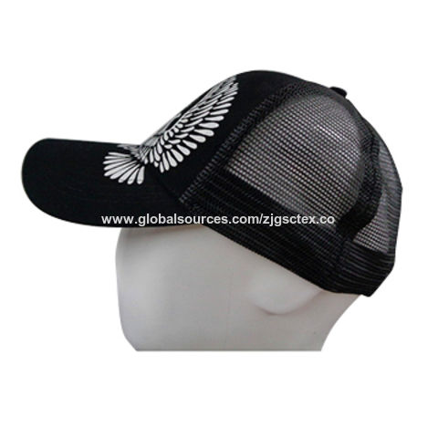 China Twill fabric and mesh fabric, plastic snap back closure, trucker ...