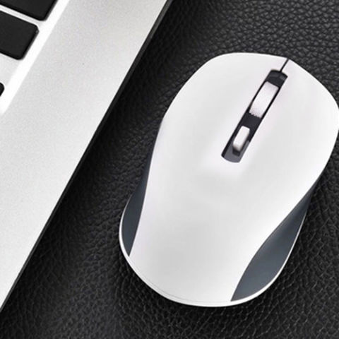 2.4G Wireless mouse with DPI button and with matallic wheel white color ...