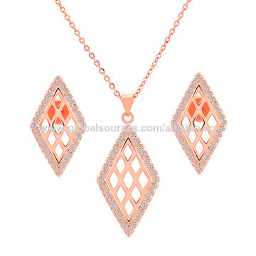 Buy Wholesale China Rhombus Jewelry Set With Drusy Design Rose Golden ...