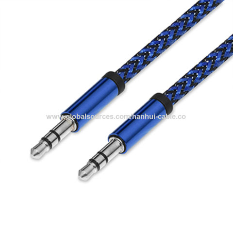 Buy Wholesale China Aux Stereo Blue Braided Cable & Aux Audio Cable at ...