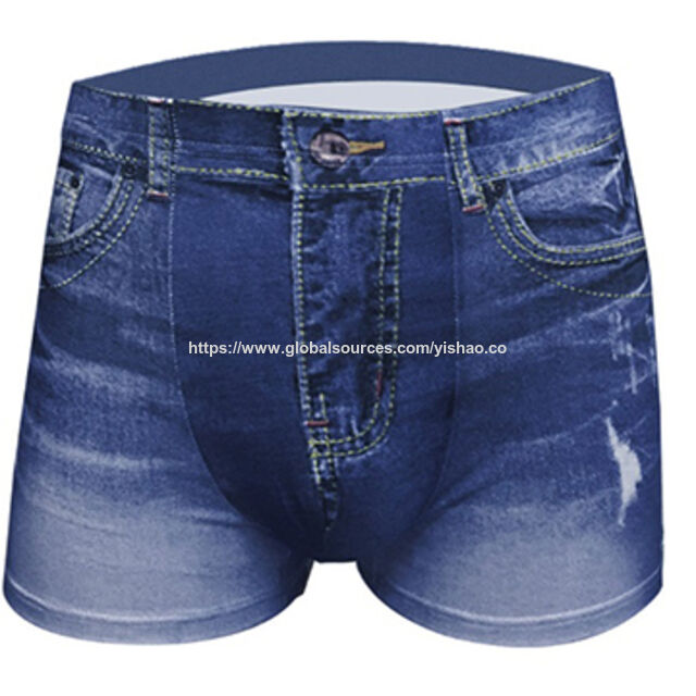 Buy Wholesale China Men's Boxer Short In Denim Jeans Printing, Good ...