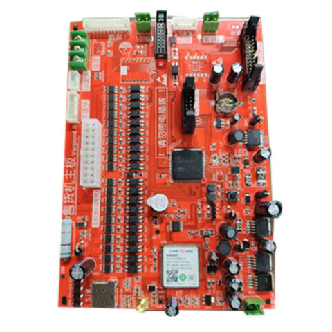 PCBA samples with red solder mask, PCB assemble Main board for PCBA PCB ...