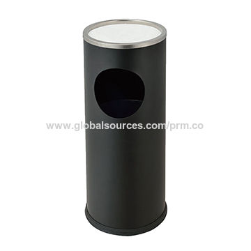 China Circle Black Powder Coated Steel Trash Bins on Global Sources ...