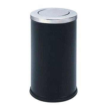 Buy Wholesale China Circle Black Powder Coated Steel Indoor Dustbin ...