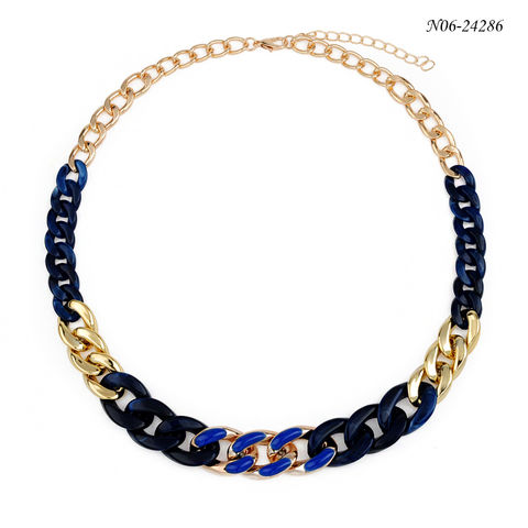 Buy Wholesale China Plastic Enamel Chain Necklace, Navy Blue Chain ...