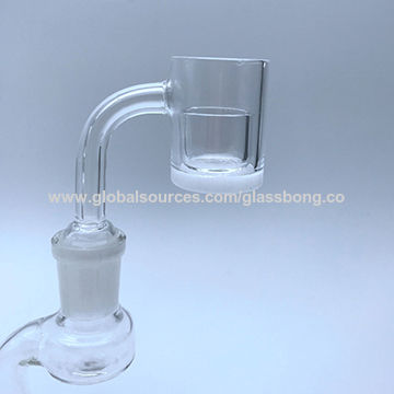 China 90-degree white bottom quartz banger with insert bowl 14.5mm male ...
