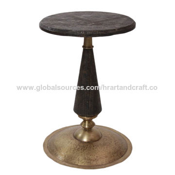 Buy Wholesale India Modern Solid Wood Top Metal Base Side Table ...