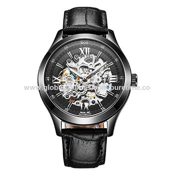 Buy Wholesale China Men's Fashion Watch Mechanical Black Skeleton ...
