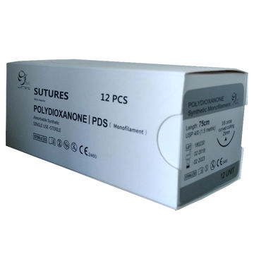 Synthetic Absorbable Monnofilament sutures Polydioxanone (PDO/PDS) with needle or without needle ...