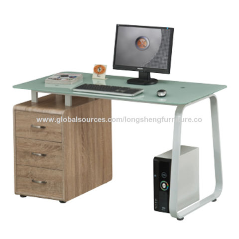 Buy Wholesale China Glass Computer Desk With Drawers & Glass Computer ...