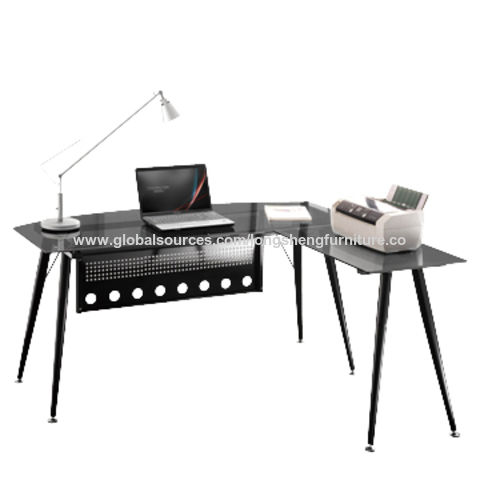 ChinaL-shaped Glass Computer Workstation with Tempered Glass, Large ...