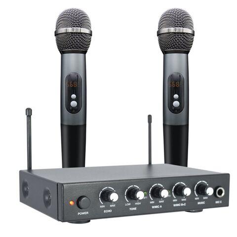 Wireless Microphone System, 160ft Range Uhf Dual Cordless Handheld Mic ...