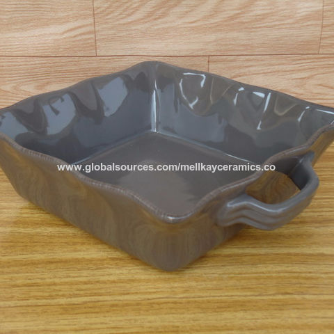 Buy Wholesale China Square Ceramic Baking Dish Gray Glaze Finished With ...