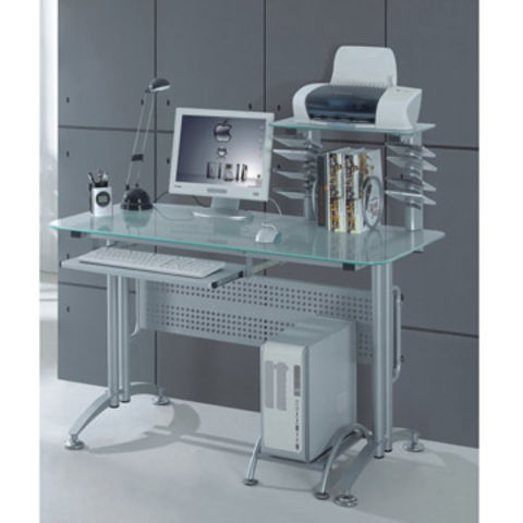 Modern Design Computer Table, Made of Tempered Glass ang Steel Tube ...