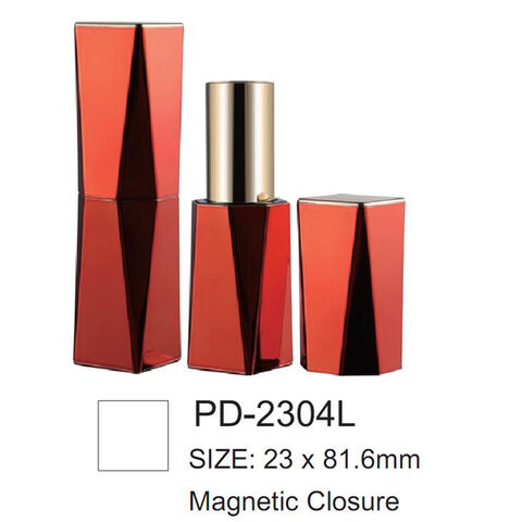 Aluminum Sleeve Square Classic Magnetic Closure Plastic Lipstick Case ...