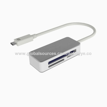3-port USB-C 3.0 card reader with slots for SD/SDHC/MMC, Micro SD card ...