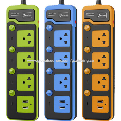 Power Board Surge Protector 3 Way 2 USB Power Strip Socket, Power strip ...