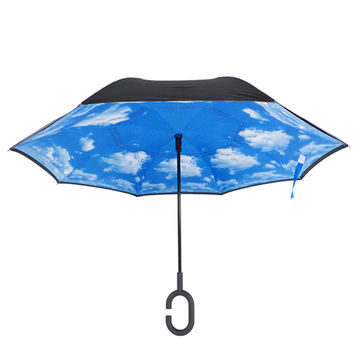 New Style Reverse C Handle Branded Logo Inverted Umbrella Sky, C Handle ...