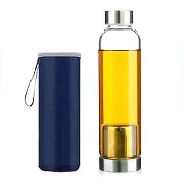 750ml Large glass water bottle infuser crystal unbreakable borosilicate ...