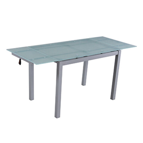 Dining Tables Sanded Tempered Glass,powder Coated Steel Legs Extension ...