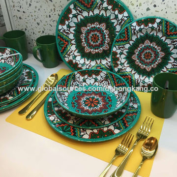 Buy Wholesale China Green Bamboo Fiber Melamine Dinnerware With ...