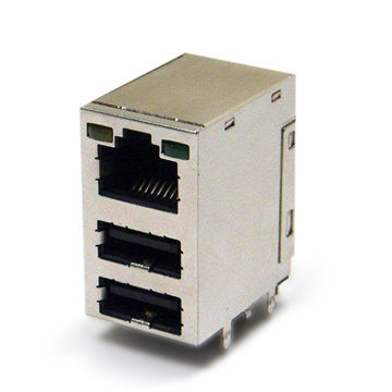 RJ45 Dual USB Connector with RJ45 Plug Socket Combo USB Jack Adapter ...