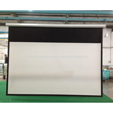 Motorized screen with IR remote control increase up black edge 30cm ...
