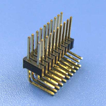 Pin Headers with Dual-row, Right Angle Dip Type and 2.54mm Insulator Height,PCB connector, Pin ...