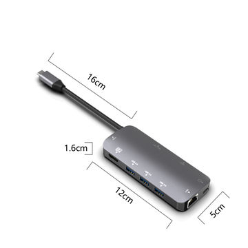 Type C Hub, Usb C To Hdmi+vga+usb3.0*3+rj45+usb C+sd/tf 9 In 1 Hub, Multi-function Hub - Buy ...