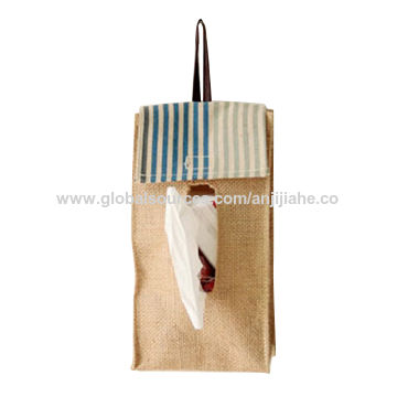 Buy Wholesale China Jute Fabric Organizer Hanging Tissue Box Cover ...