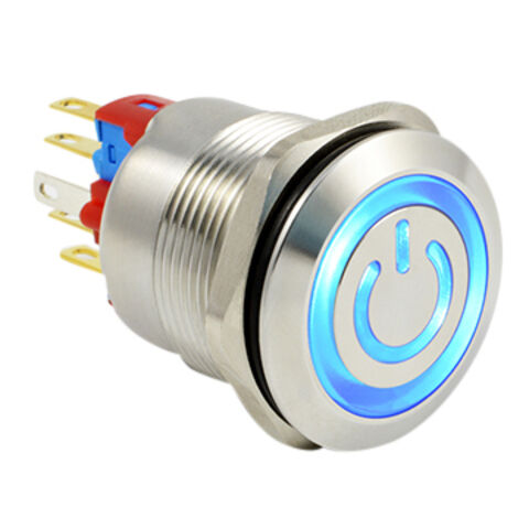 Honyone Momentary Metal Pushbutton Switch, Flat Button Power Lighting ...