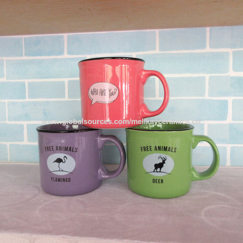 Buy Wholesale China Ceramic Mug Blue Glaze Finished With Coloured Rim ...
