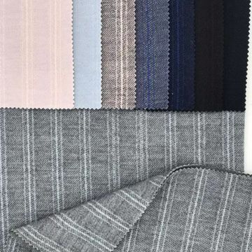 Knitted vertical stripes wool fabric 16%wool,16%cotton,68%polyester ...