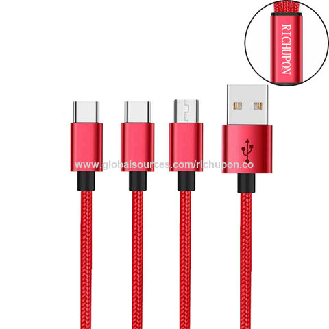 Richupon Usb Charging Cable,3 In 1 Multiple Charger Cable Adapter With ...