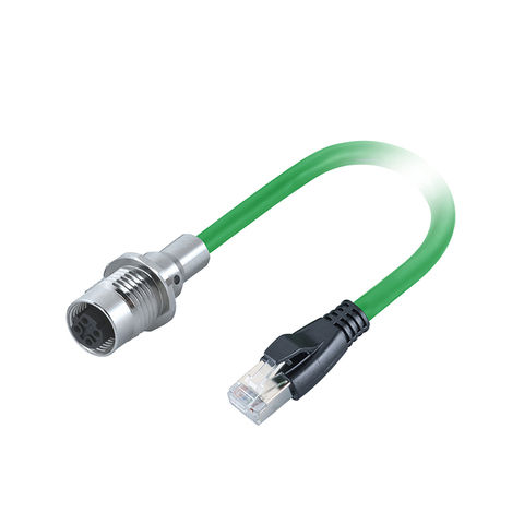 M12 D Coding connector panel mount to RJ45 cable male plug with cat 5e ...