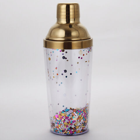 500ml Double Wall Hard Plastic Cocktail Shaker Bottle Clear Wine Shaker ...