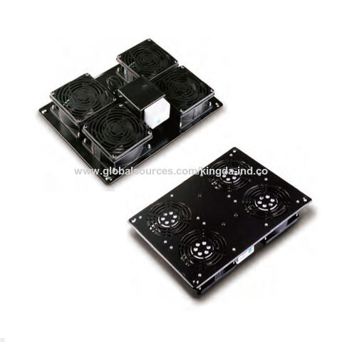 China19" cooler fan units with thermostat 2 fans 4 fans for server rack ...