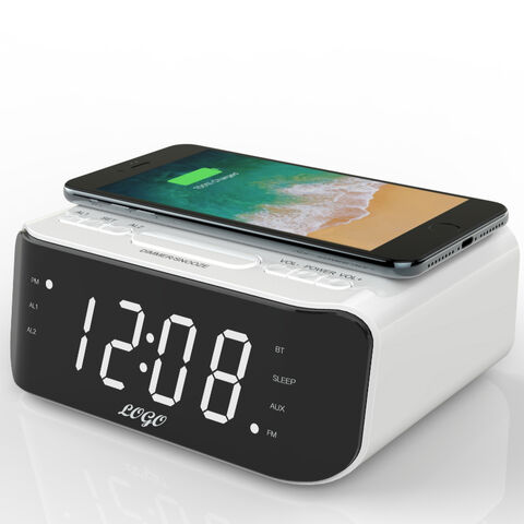Wireless charging Clock radio FM with big display USB charging port for ...