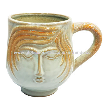 Buy Wholesale China 4.8" Reactive Glazed Woman Face Ceramic Mug & Woman ...