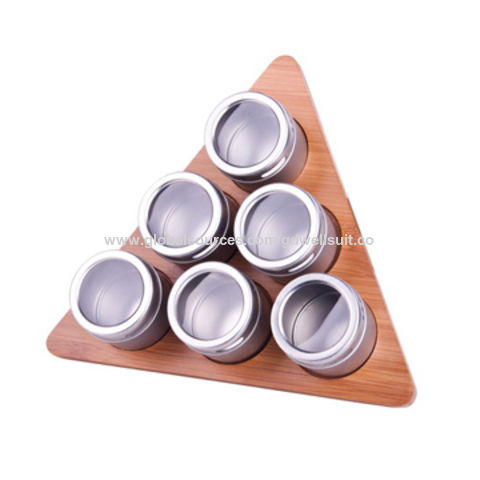 Buy Wholesale China Stainless Steel Condiment Set With Triangle Wooden ...